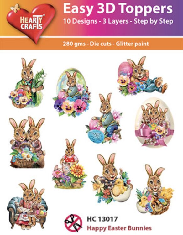 Easy 3D-Toppers Happy Easter Bunnies HOBBiBUZZ